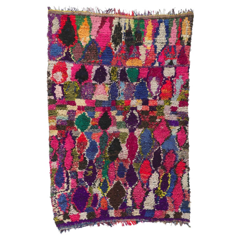 Vintage Moroccan Rag Rug, Berber Boucherouite For Sale at 1stDibs