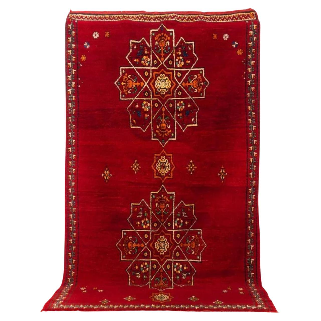 Geometric Vintage Moroccan Rug in Black, Red, Green For Sale at 1stDibs ...