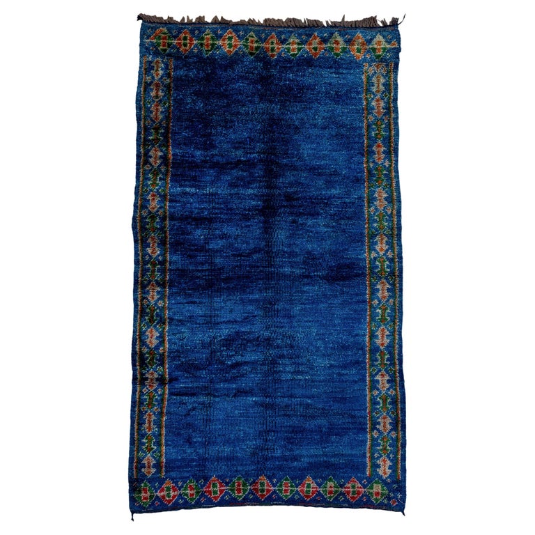Vintage Moroccan Royal Blue Rug For Sale at 1stDibs