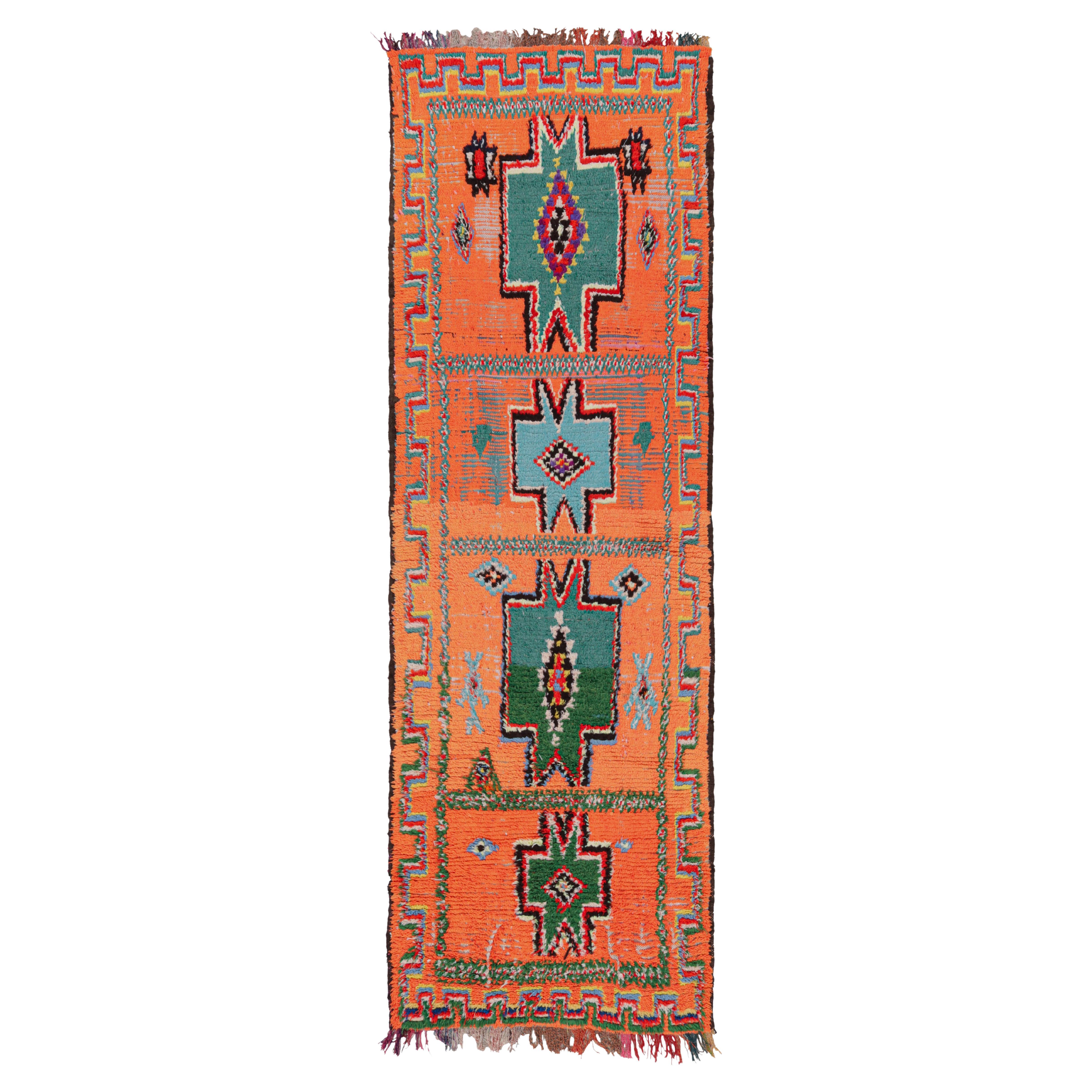 Vintage Moroccan runner rug - Orange/pink/blue - 3.6x11.3feet ...