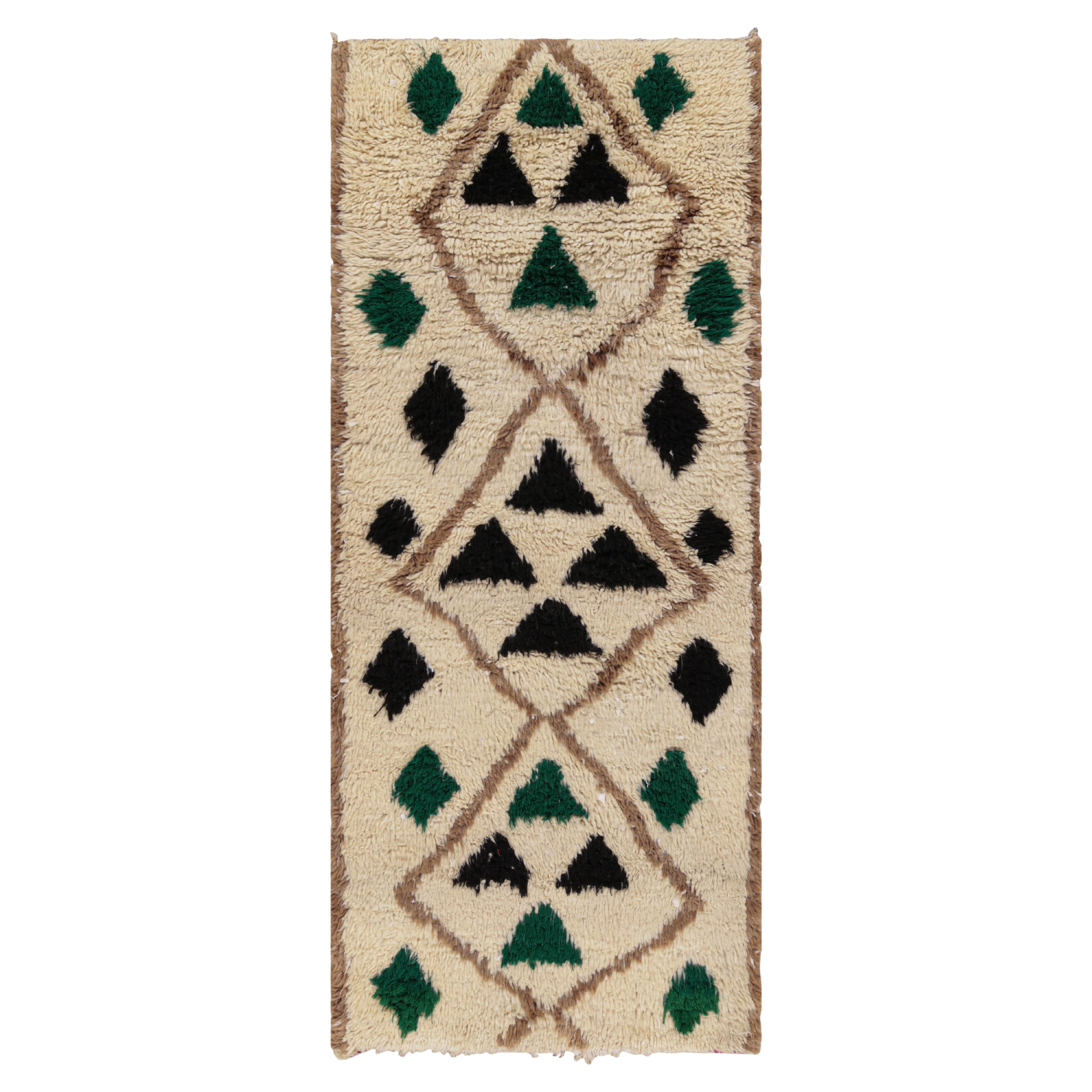 Vintage Moroccan Rug in Beige with Black Diamond Medallions, from Rug ...