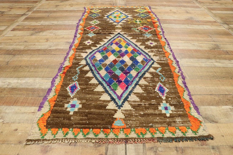 Vintage Moroccan Runner with Boho Chic Tribal Style For Sale at 1stDibs