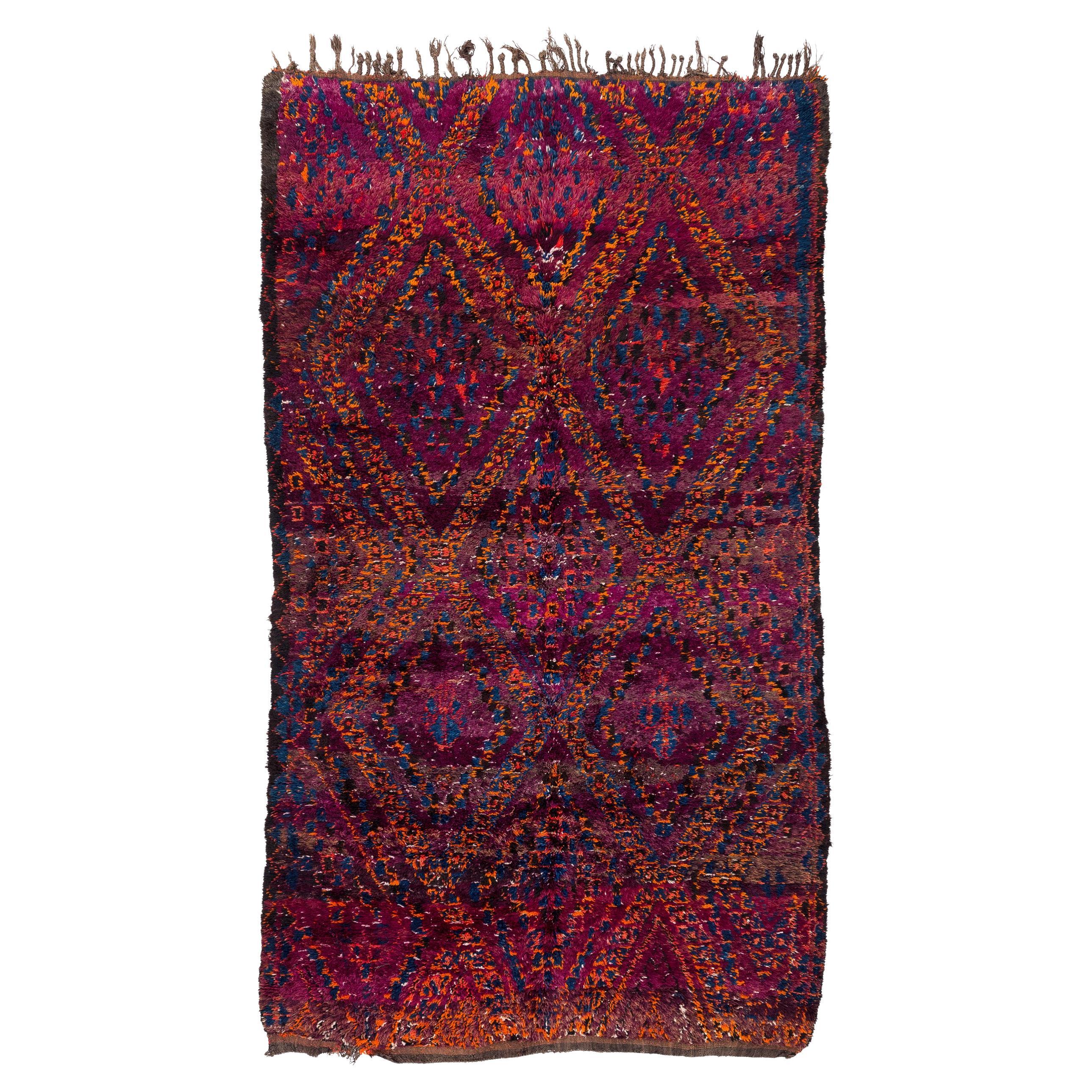 Vintage Moroccan Shag Rug with Polychromatic Geometric Patterns from ...