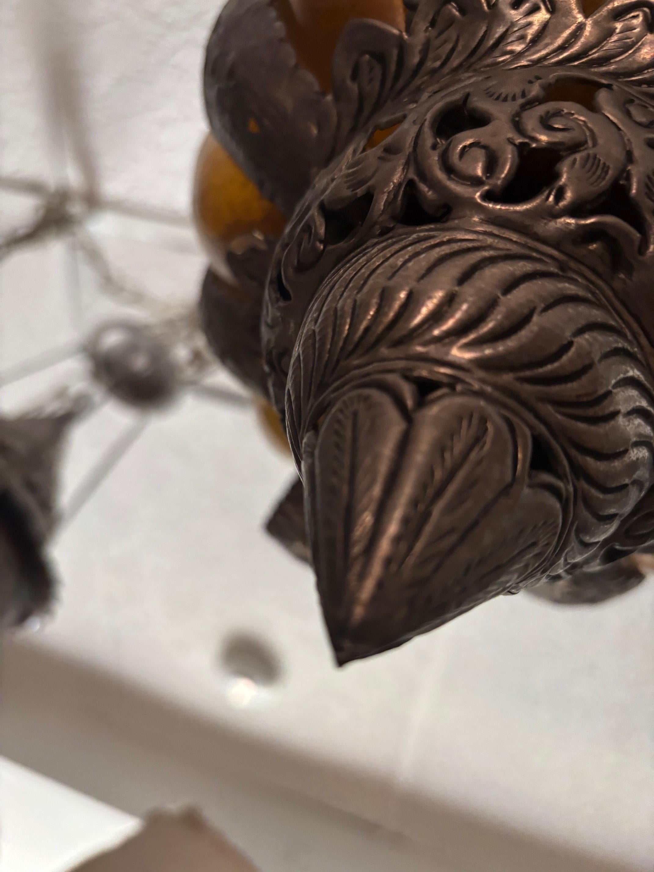 Vintage Moroccan Style Silvered Brass Panel with Glass Hanging Pendant ...