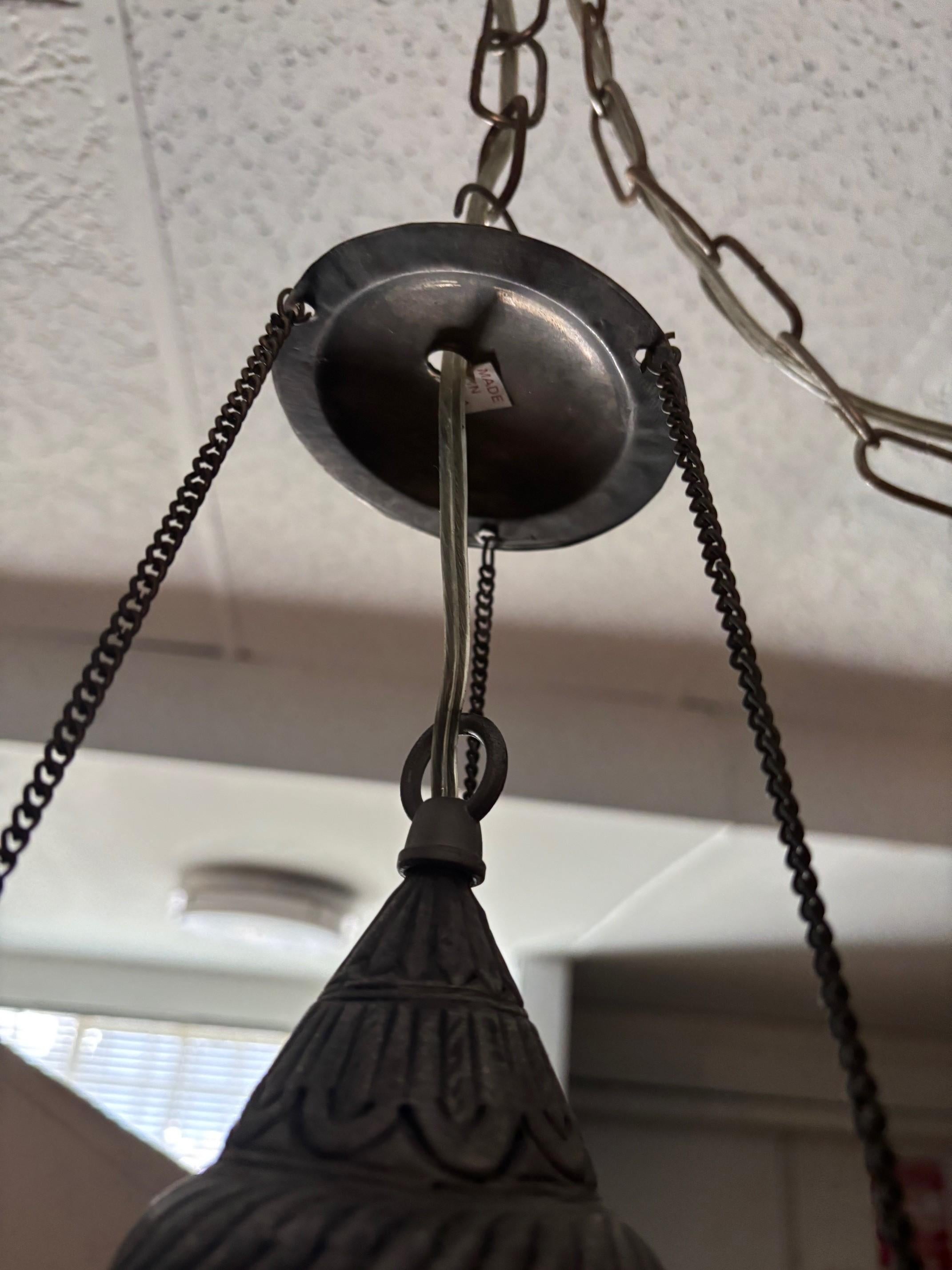 Vintage Moroccan Style Silvered Brass Panel with Glass Hanging Pendant ...