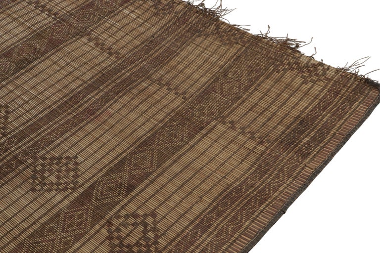 Vintage Moroccan Tuareg in Beige-Brown Geometric Tribal Patterns by Rug ...