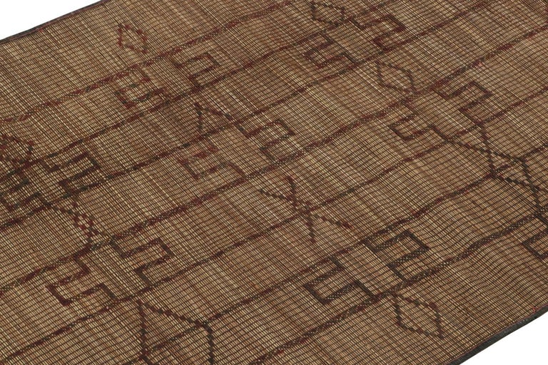 Vintage Moroccan Tuareg Mat Rug in Beige-Brown Geometric Patterns For ...