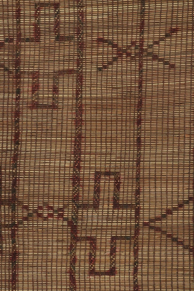 Vintage Moroccan Tuareg Mat Rug in Beige-Brown Geometric Patterns For ...