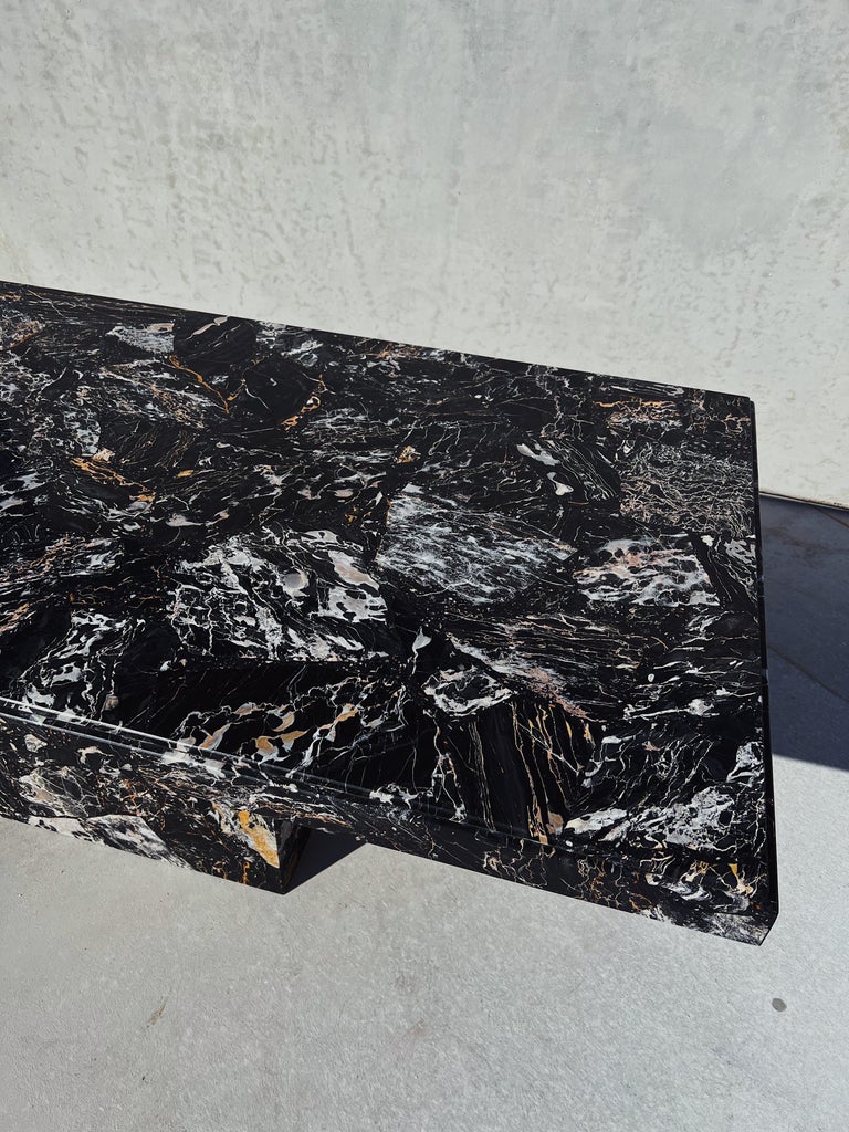 Vintage Mosaic Black Marble Rectangular Dining Table at 1stDibs