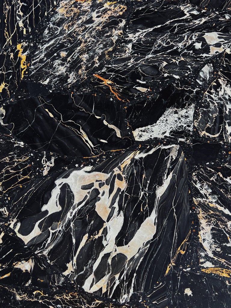 Vintage Mosaic Black Marble Rectangular Dining Table at 1stDibs