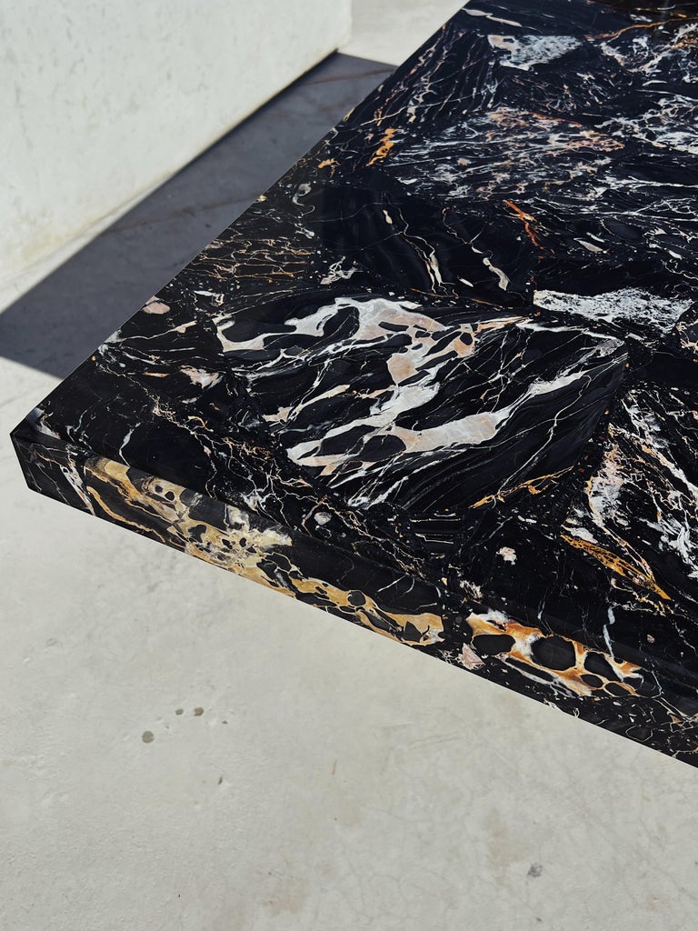 Vintage Mosaic Black Marble Rectangular Dining Table at 1stDibs