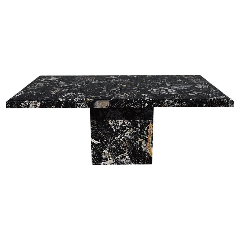 Vintage Mosaic Black Marble Rectangular Dining Table at 1stDibs