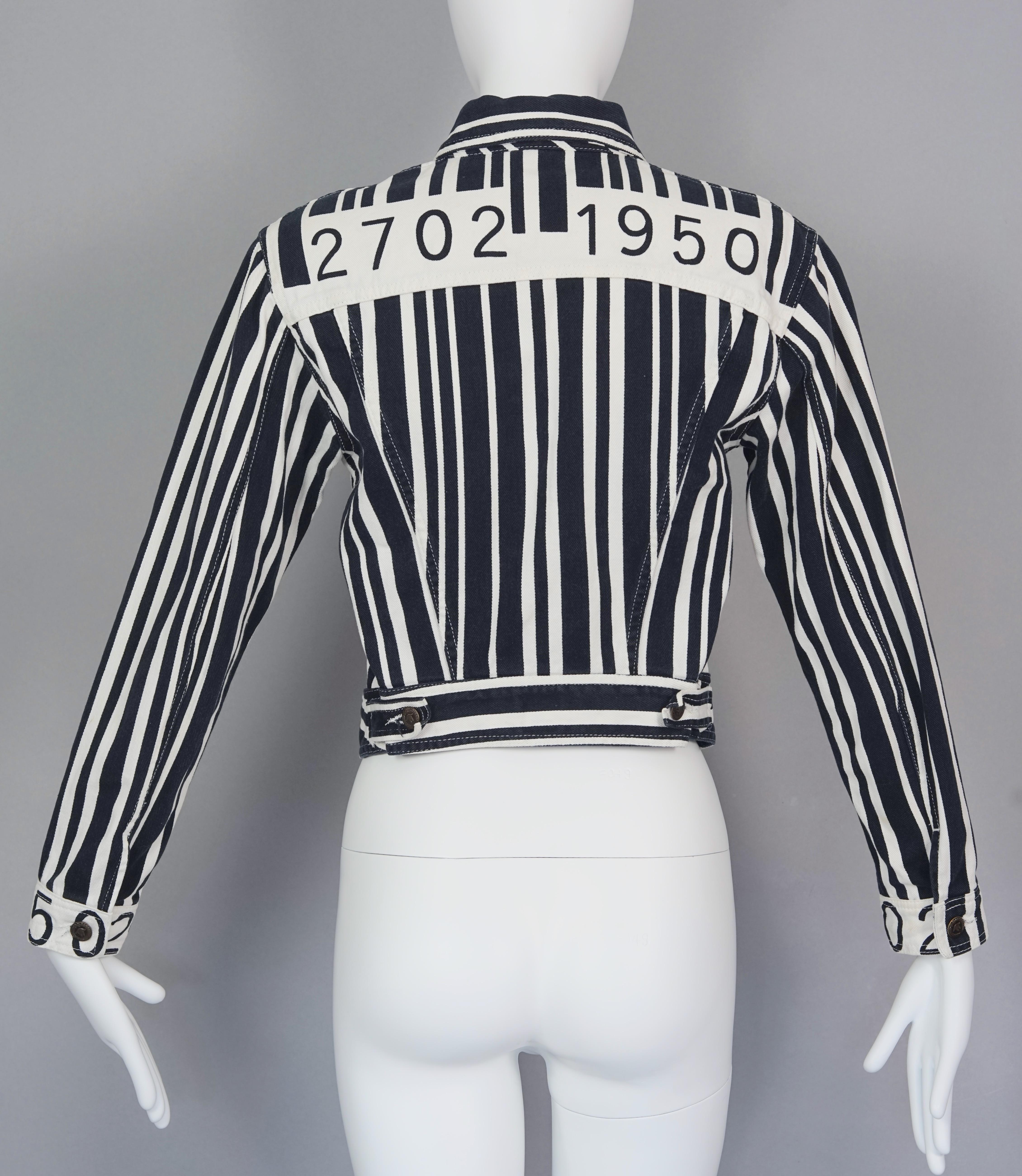 Vintage MOSCHINO Barcode Novelty Jacket For Sale at 1stDibs