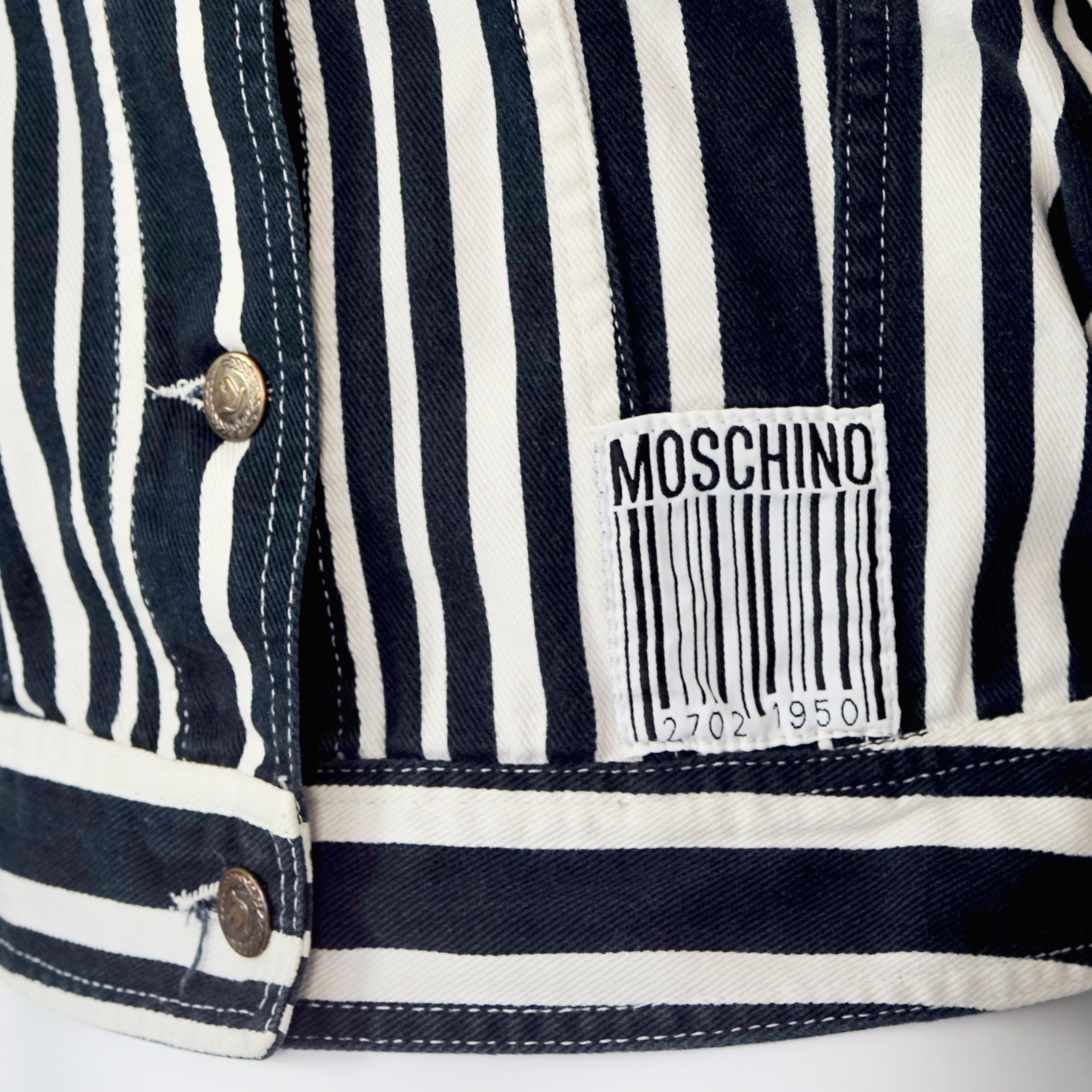 Vintage MOSCHINO Barcode Novelty Jacket For Sale at 1stDibs