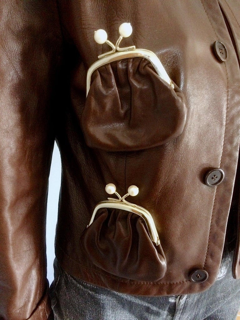 Vintage MOSCHINO Cheap and Chic Purse Kiss Lock Pocket Leather Jacket ...