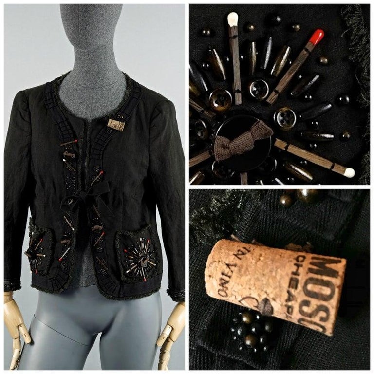 Vintage MOSCHINO Cocktail Party Cork Linen Jacket For Sale at 1stdibs