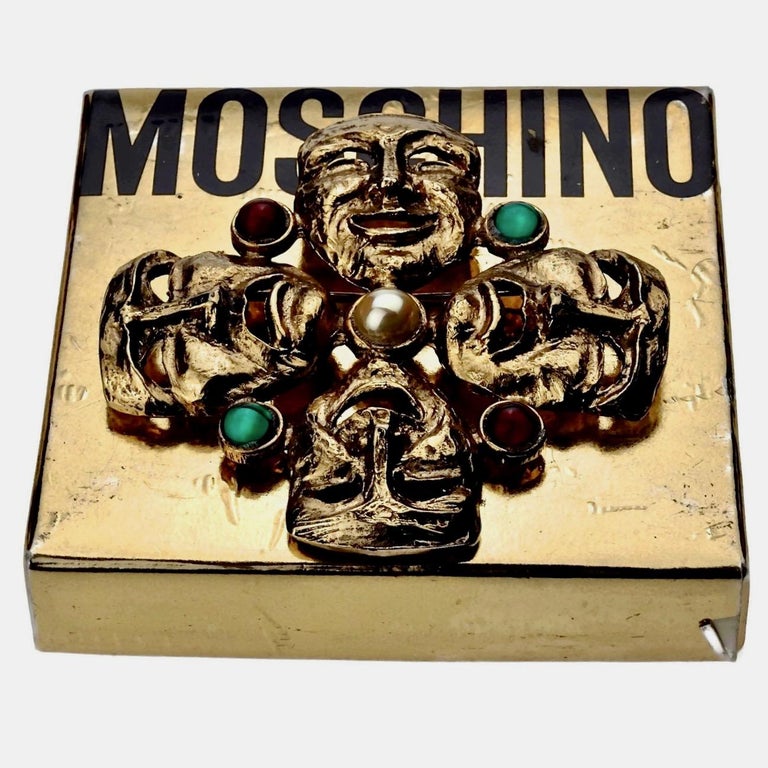 Vintage MOSCHINO Comedy Tragedy Mask Jewelled Novelty Brooch at 1stDibs