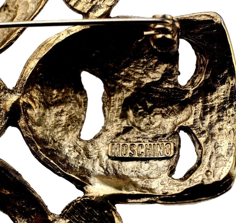 Vintage MOSCHINO Comedy Tragedy Mask Jewelled Novelty Brooch at 1stDibs