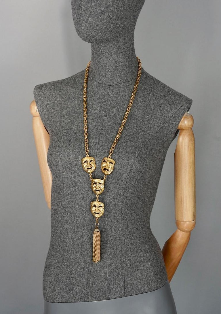 Vintage MOSCHINO Comedy Tragedy Mask Tassel Charm Necklace at 1stDibs ...