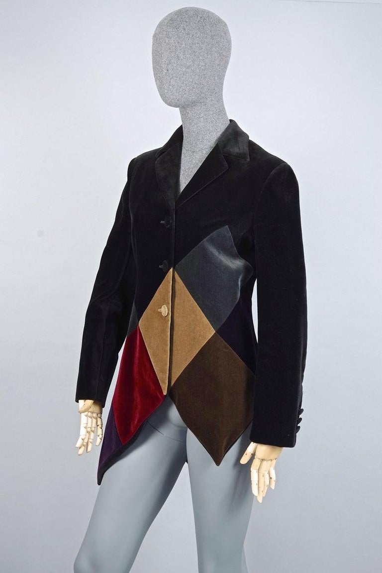 Vintage MOSCHINO COUTURE Harlequin Velvet Novelty Asymmetric Blazer ...