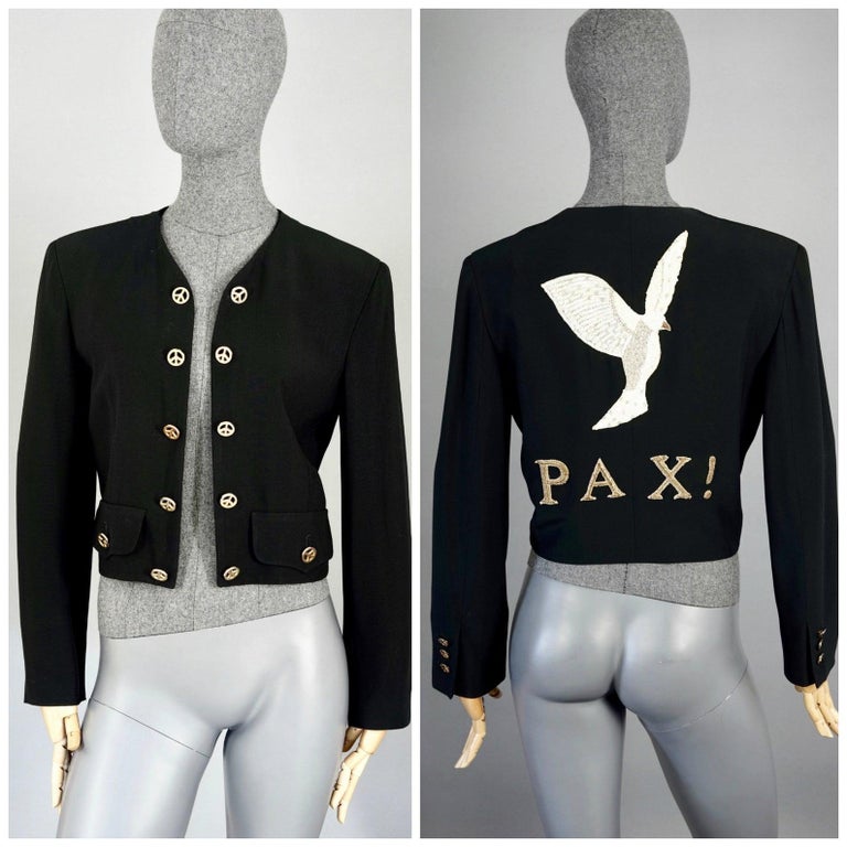 Vintage MOSCHINO COUTURE PAX Peace Dove Bird Figural Novelty Blazer ...