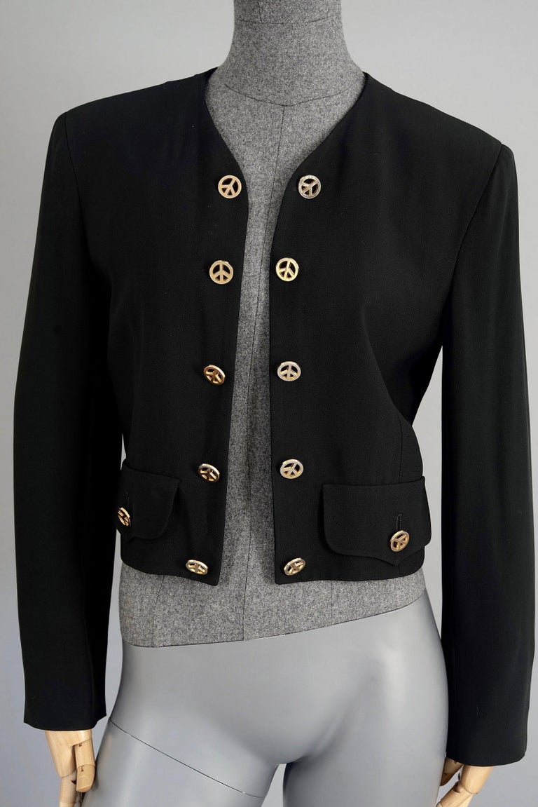 Vintage MOSCHINO COUTURE PAX Peace Dove Bird Figural Novelty Blazer ...