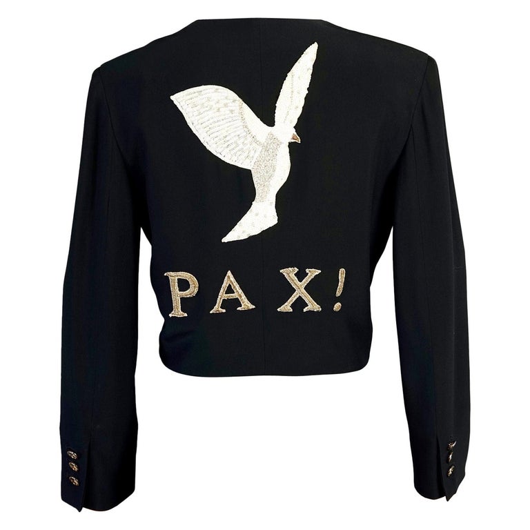 Vintage MOSCHINO COUTURE PAX Peace Dove Bird Figural Novelty Blazer ...