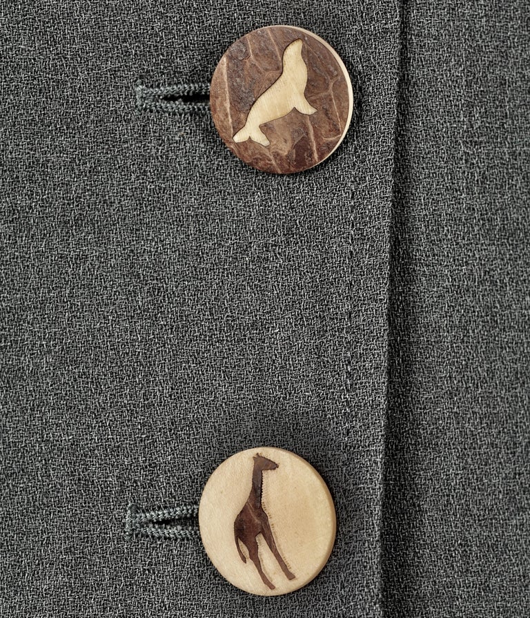 Vintage MOSCHINO "Full Nature Jacket" Wooden Animal Buttons Safari ...