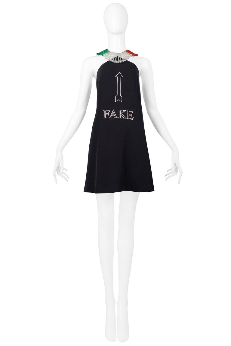 Vintage Moschino Italian Flag "Fake" Glass Bead Dress For Sale at 1stDibs