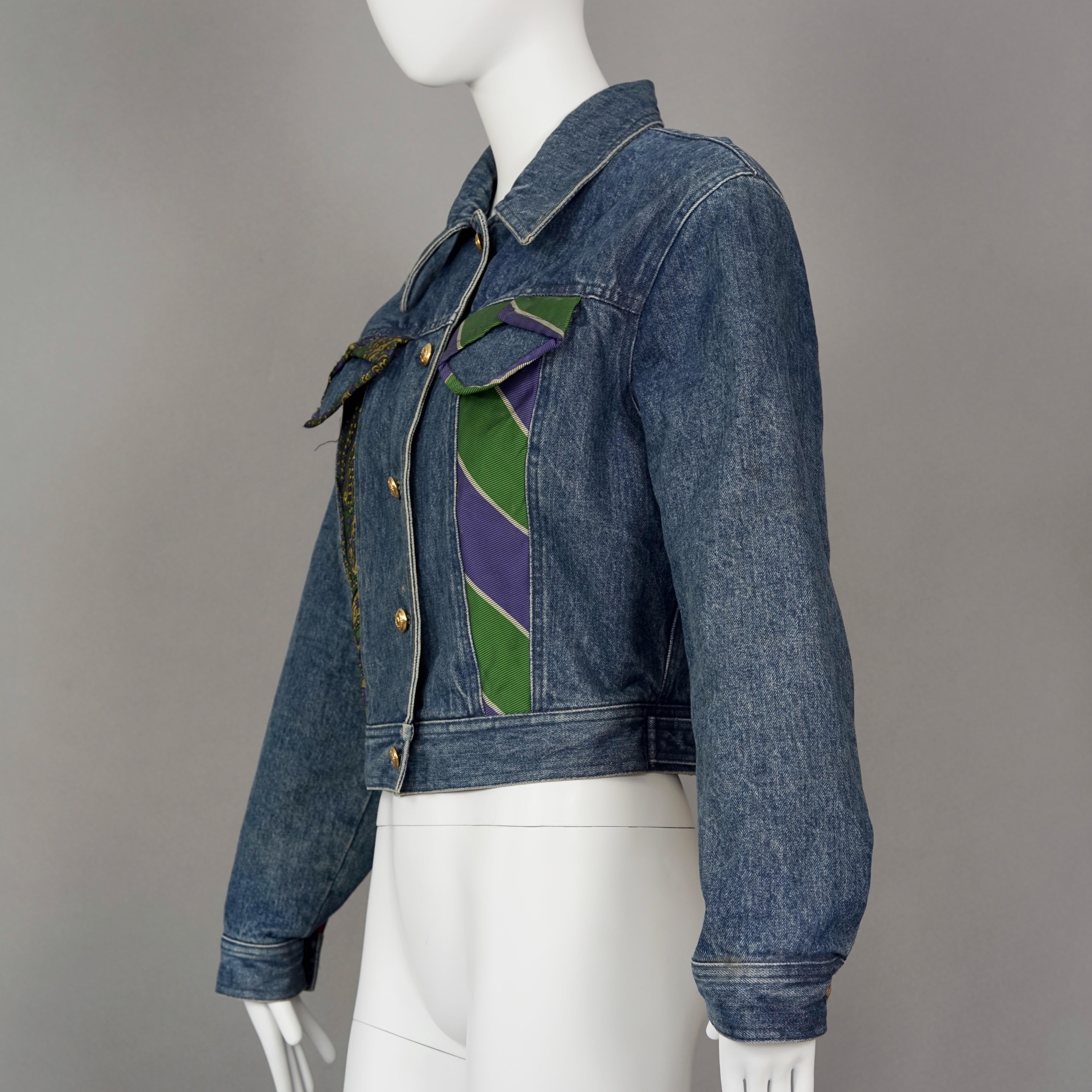Vintage MOSCHINO JEANS Necktie Applique Novelty Cropped Denim Jacket ...
