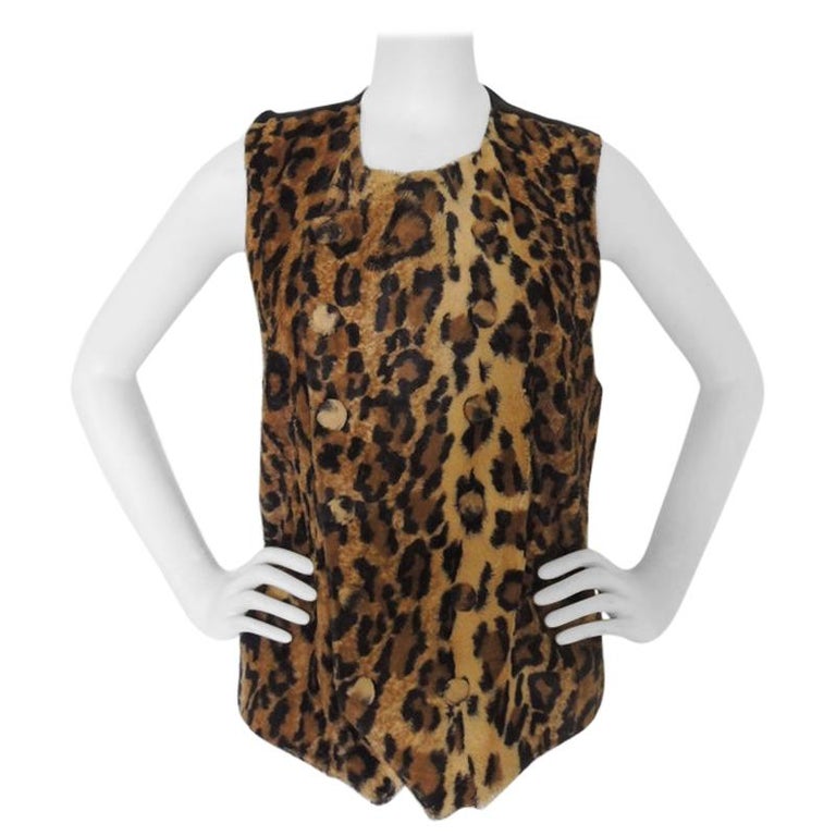 Vintage Moschino Plush Leopard Print Vest For Sale at 1stDibs