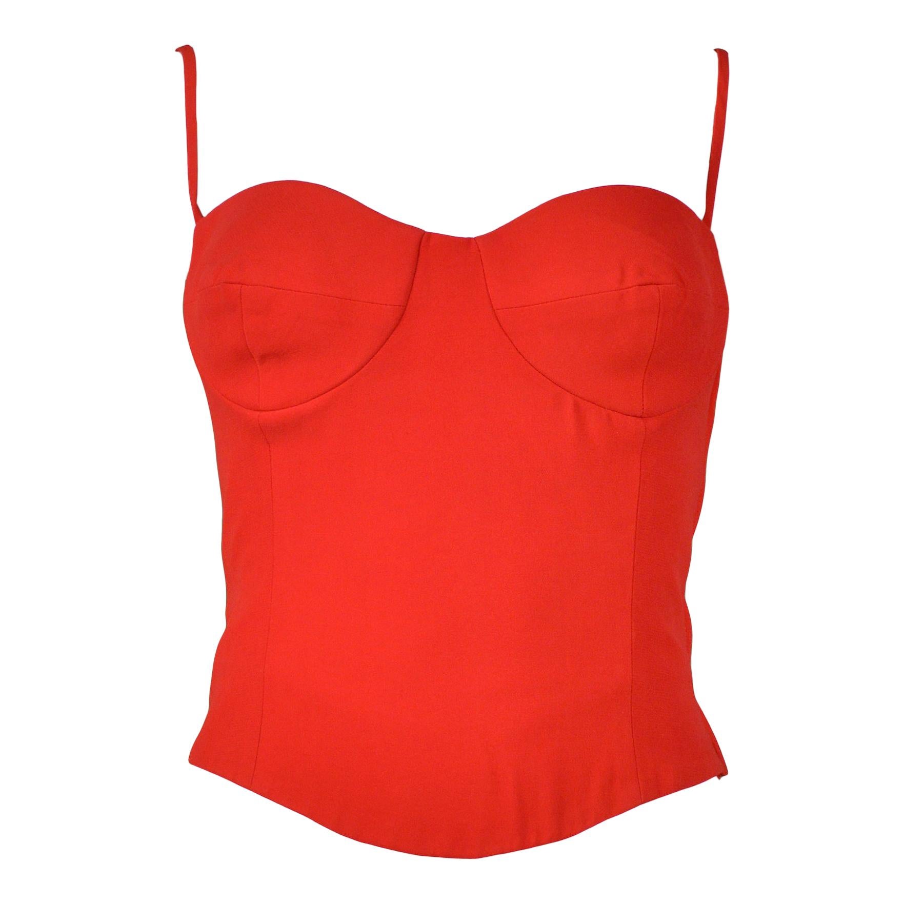 Vintage Moschino Red Bustier Top For Sale at 1stDibs