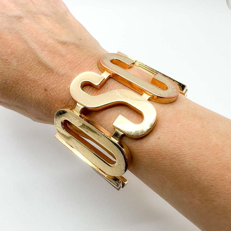 Vintage MOSCHINO Runway Statement Letter Cuff 1980s For Sale at 1stDibs