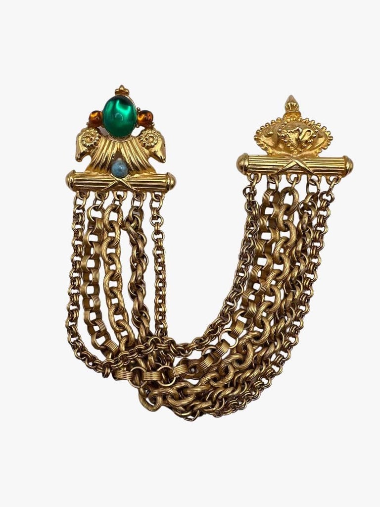 Vintage Multi-Chain Crown Collar Brooch , 1970s For Sale at 1stDibs