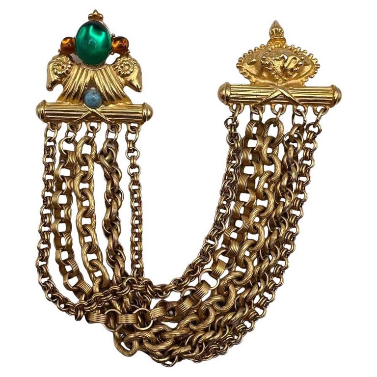 Vintage Multi-Chain Crown Collar Brooch , 1970s For Sale at 1stDibs