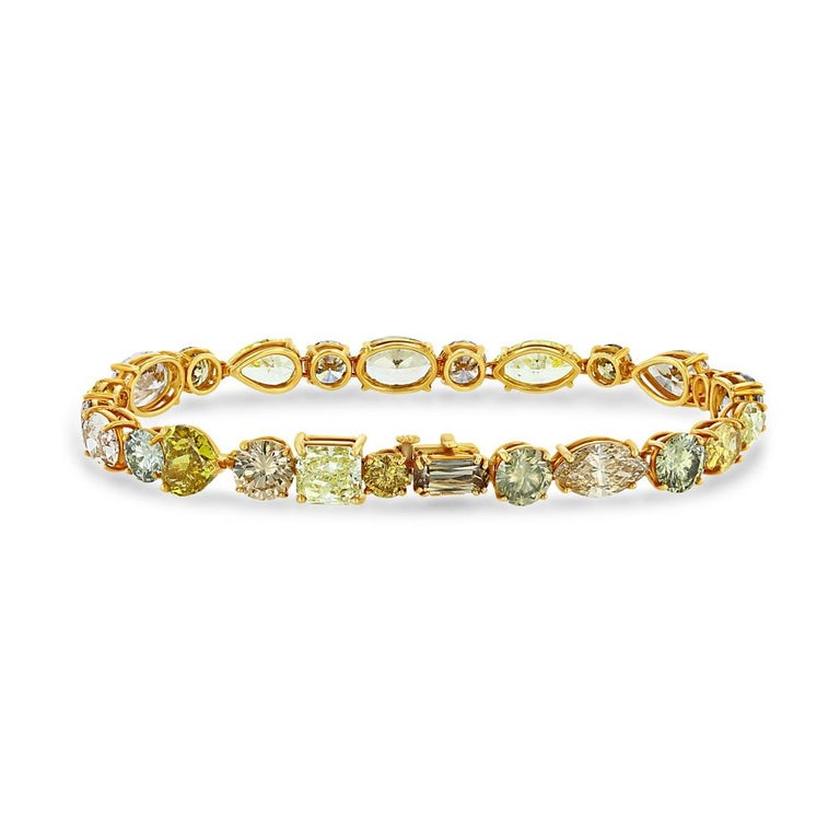 Vintage Multi-Color Diamond Bracelet (21.04 tcw) For Sale at 1stDibs