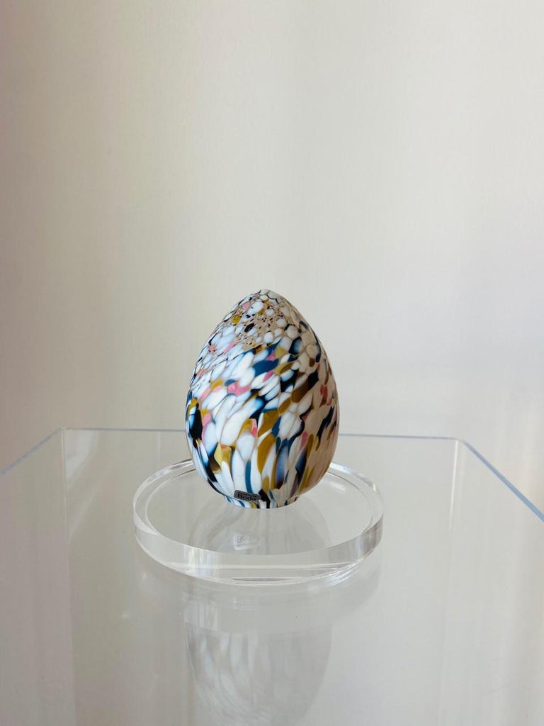 Vintage Multi Color Glass Egg Sculpture by Kosta Boda For Sale at 1stDibs