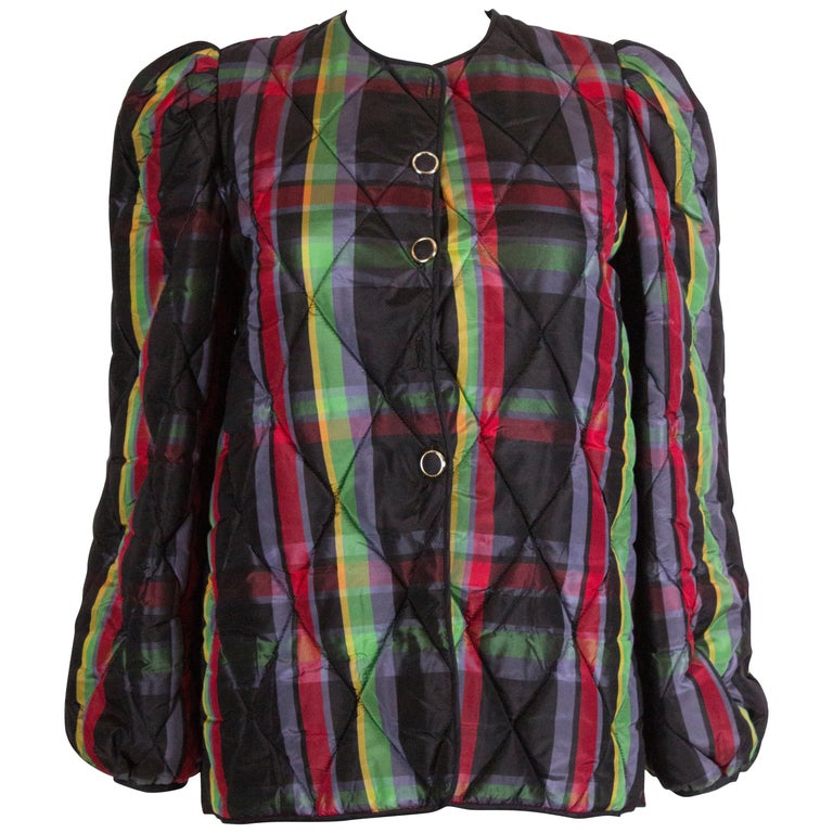Vintage Multi Colour Silk Quilted Jacket For Sale at 1stDibs