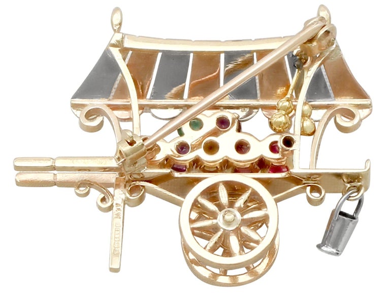 Vintage Multi-Gemstone and Yellow Gold 'Cart' Brooch by Alabaster and ...