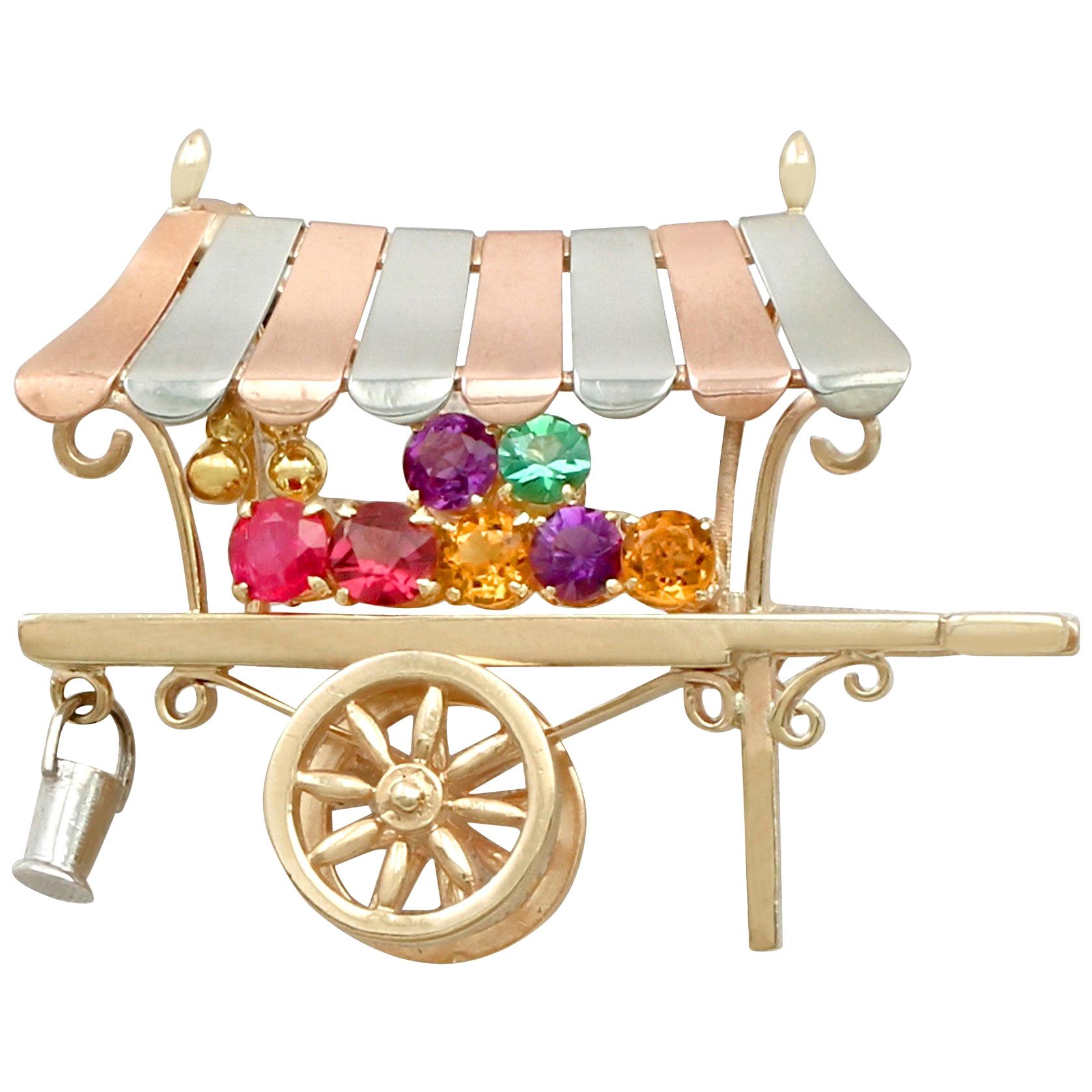 20.38Ct Multi-Gemstone 'Tutti-Frutti', 14k Yellow Gold Ukulele Brooch ...