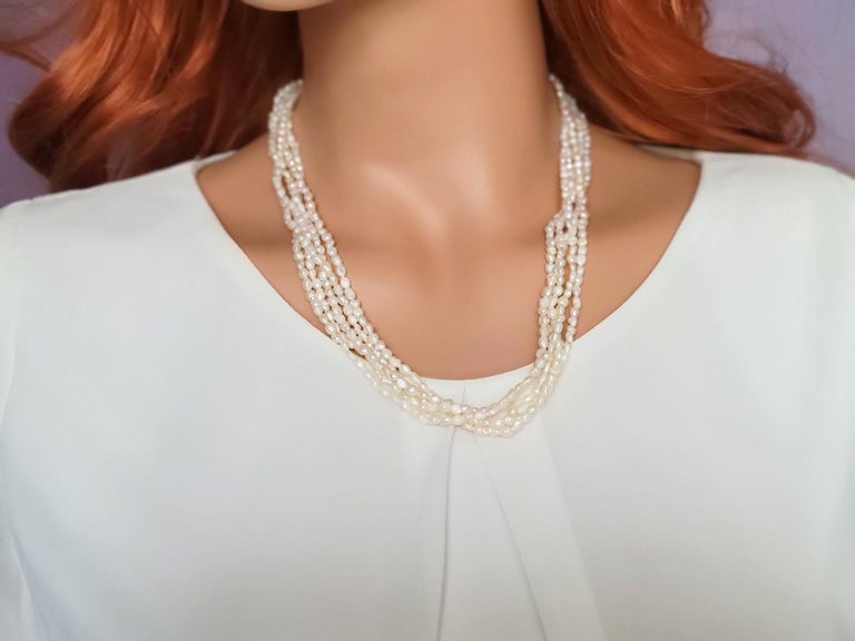 Vintage Multi Strand Seed Pearl Necklace and Bracelet For Sale at 1stDibs