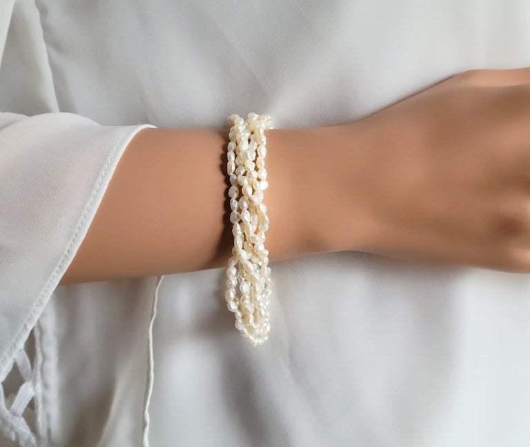 Vintage Multi Strand Seed Pearl Necklace and Bracelet For Sale at 1stDibs