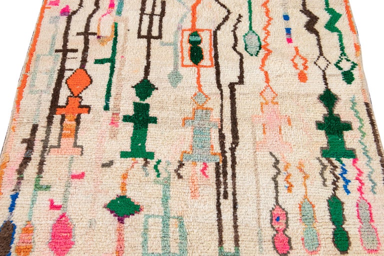 Vintage Multi-Color Azilal Moroccan Wool Rug For Sale at 1stDibs