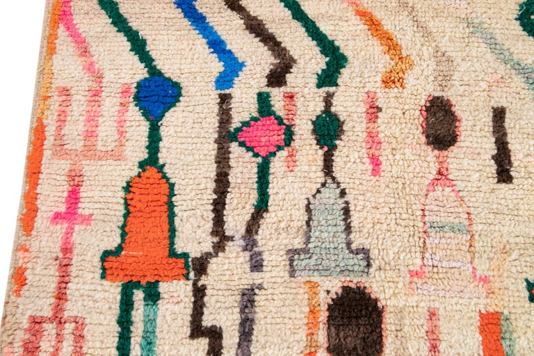 Vintage Multi-Color Azilal Moroccan Wool Rug For Sale at 1stDibs