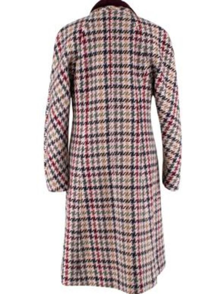 Vintage Multicolour Houndstooth Wool Coat For Sale at 1stDibs