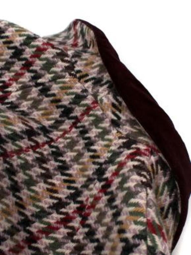 Vintage Multicolour Houndstooth Wool Coat For Sale at 1stDibs