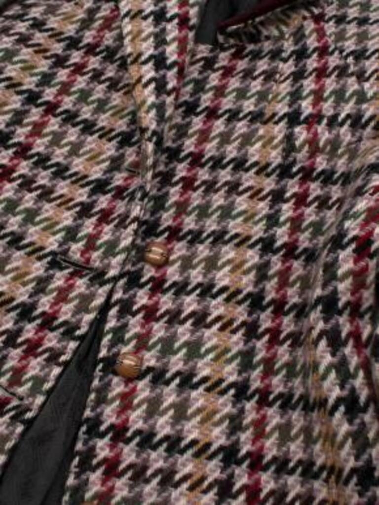 Vintage Multicolour Houndstooth Wool Coat For Sale at 1stDibs
