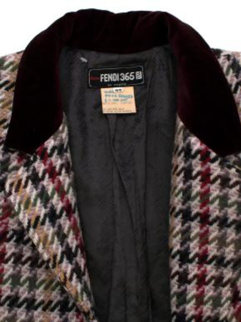 Vintage Multicolour Houndstooth Wool Coat For Sale at 1stDibs