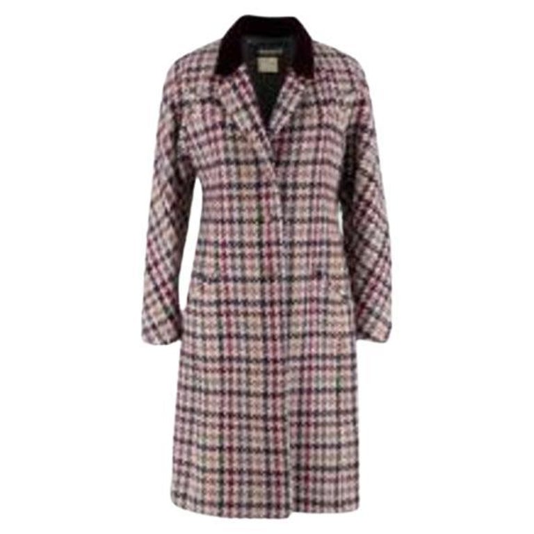 Vintage Multicolour Houndstooth Wool Coat For Sale at 1stDibs