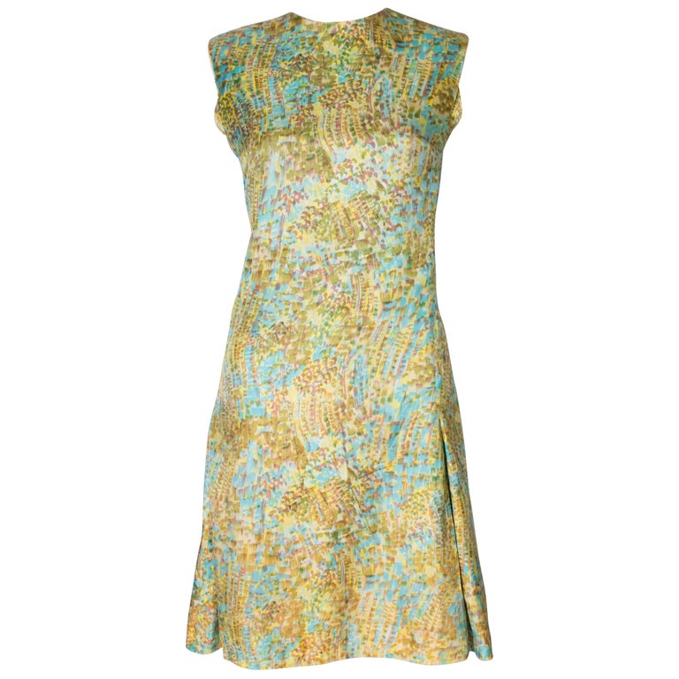 Vintage Multicolour Silk Shift Dress at 1stDibs